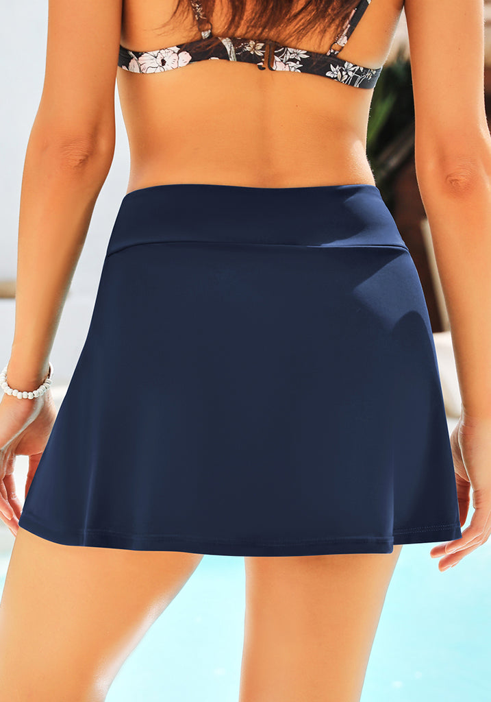 Womens High Waisted Bikini Bottoms Side Split Swim Skirts One Piece B